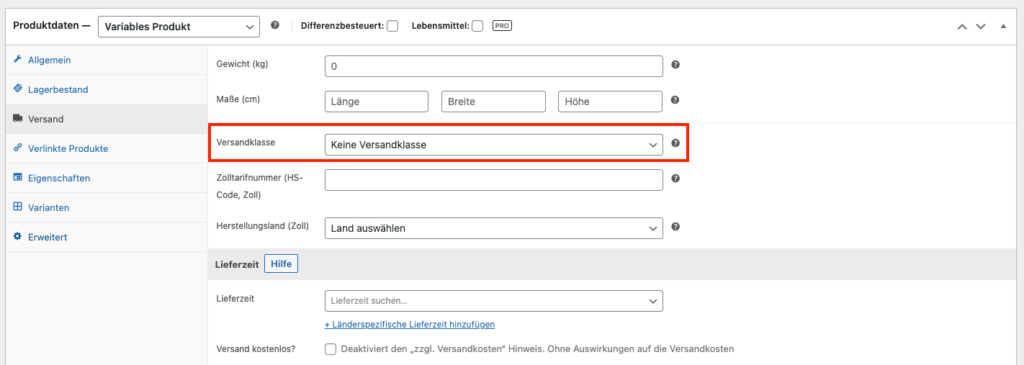 Was sind WooCommerce Versandklassen